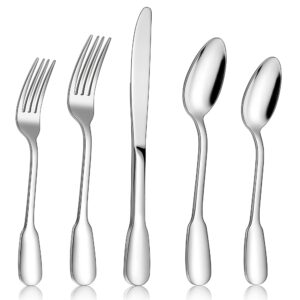 lianyu superior 18/10 silverware flatware set for 12, 60-piece stainless steel flatware set, fancy cutlery tableware set for kitchen restaurant wedding, mirror polish, dishwasher safe