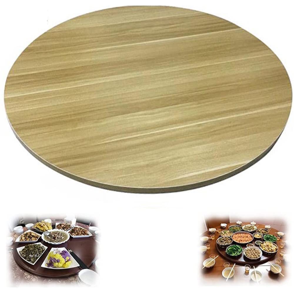 JWW 20in-40in Large Wooden Turntable Lazy Susan For Dining Table Round Tabletop Serving Plate 360° Swivel Tray, Rotate By Hand (Color : Light walnut, Size : 70cm/27")