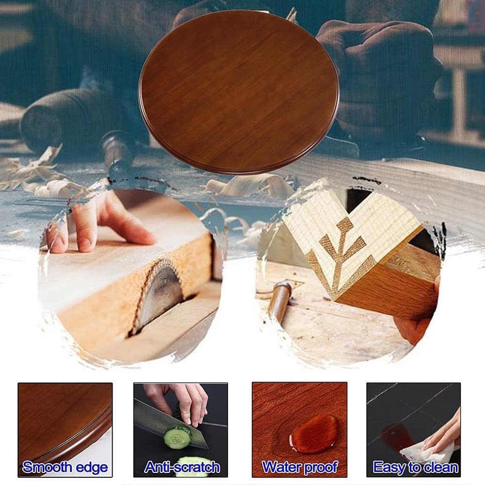 JWW 20in-40in Large Wooden Turntable Lazy Susan For Dining Table Round Tabletop Serving Plate 360° Swivel Tray, Rotate By Hand (Color : Light walnut, Size : 70cm/27")