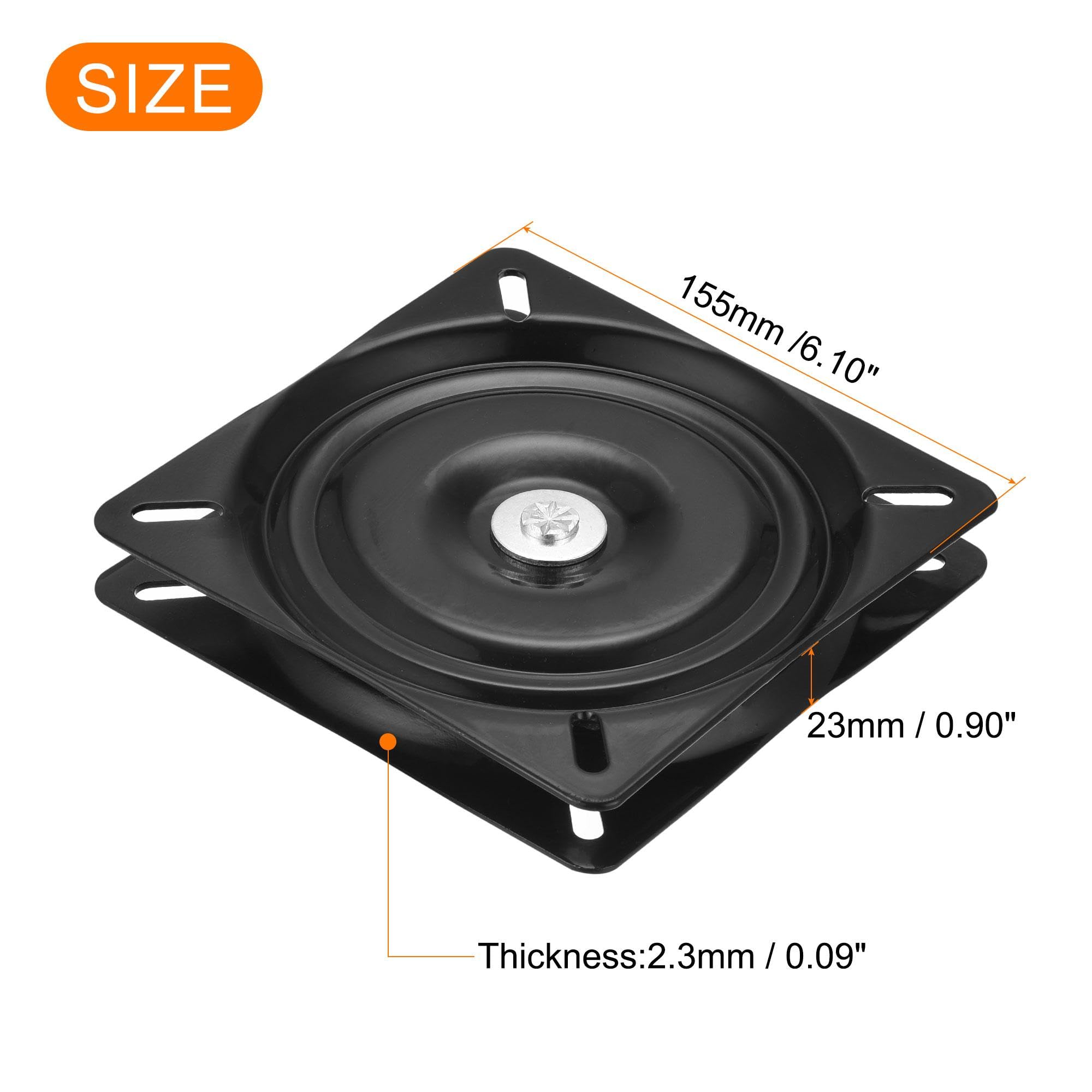 MECCANIXITY 6inch Metal Lazy Susan Turntable 360 Degree Rotating Swivel Steel Ball Bearing Stand for Kitchen Cabinet, Square shape Black 1Pack