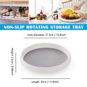 Roninkier Pantry Cabinet Lazy-Susan Turntable - Non-Skid Lazy Susan Organizer for Cabinet, Pantry, Kitchen, Countertop, Vanity Display Stand, 10-Inch and 12-Inch, White/Gray, 4-Pack