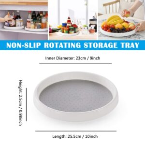 Roninkier Pantry Cabinet Lazy-Susan Turntable - Non-Skid Lazy Susan Organizer for Cabinet, Pantry, Kitchen, Countertop, Vanity Display Stand, 10-Inch and 12-Inch, White/Gray, 4-Pack