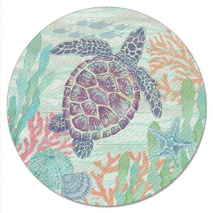 counterart salt & sea turtle 4mm heat tolerant tempered glass lazy susan turntable 13" diameter cake plate condiment caddy pizza server