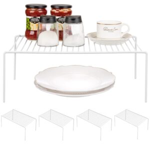 arcci kitchen cabinet shelf organizer rack set of 5, large (15.7 x 9.4 inch) metal wire storage shelves rack, dish plate organizer rack for cabinets, pantry, cupboard organization shelf risers