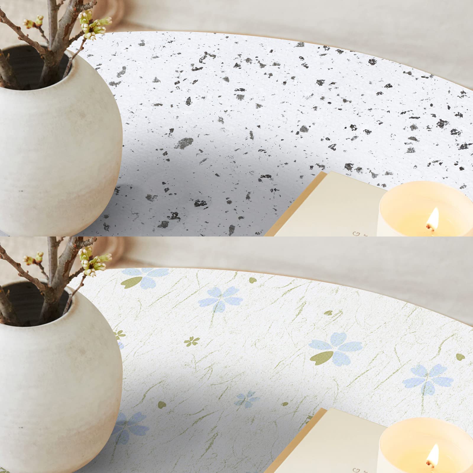 RAY STAR 18X96 Inch Shelf Liner for Kitchen Cabinets, Non-Adhesive Cabinet Liner Washable, PVC Drawer Liner for Dresser Non-Slip Bathroom (Floral+Stone)