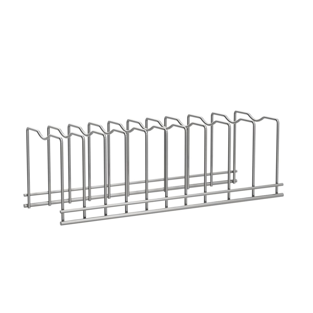 SANNO Stainless Steel Pan Pot Lid Holder, Pot Rack Organizer Kitchen, 13-1/3"W x 4-1/3"H x 4-3/4"D, 10 Dividers, 10 Slots