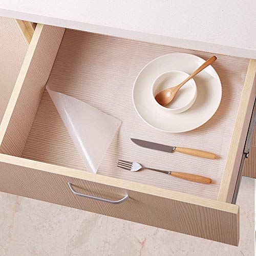 Soqool Washable Refrigerator Liner Drawer and Shelf Liner, Water/Oil Proof Liners for Fridge Shelves, Drawers, Cabinets, Table and Desks 17.7"x60" 1 Roll, Clear