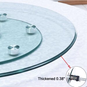 QQXX Round Tempered Glass Table Top,Thick Glass Lazy Susan Heavy Duty Turntable,Round Tabletop Serving Plate Transparent Rotating Serving Tray for Dining Table(70cm/27.5", Clear)