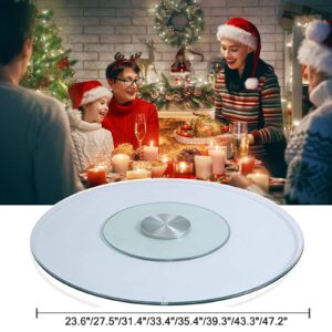 QQXX Round Tempered Glass Table Top,Thick Glass Lazy Susan Heavy Duty Turntable,Round Tabletop Serving Plate Transparent Rotating Serving Tray for Dining Table(70cm/27.5", Clear)