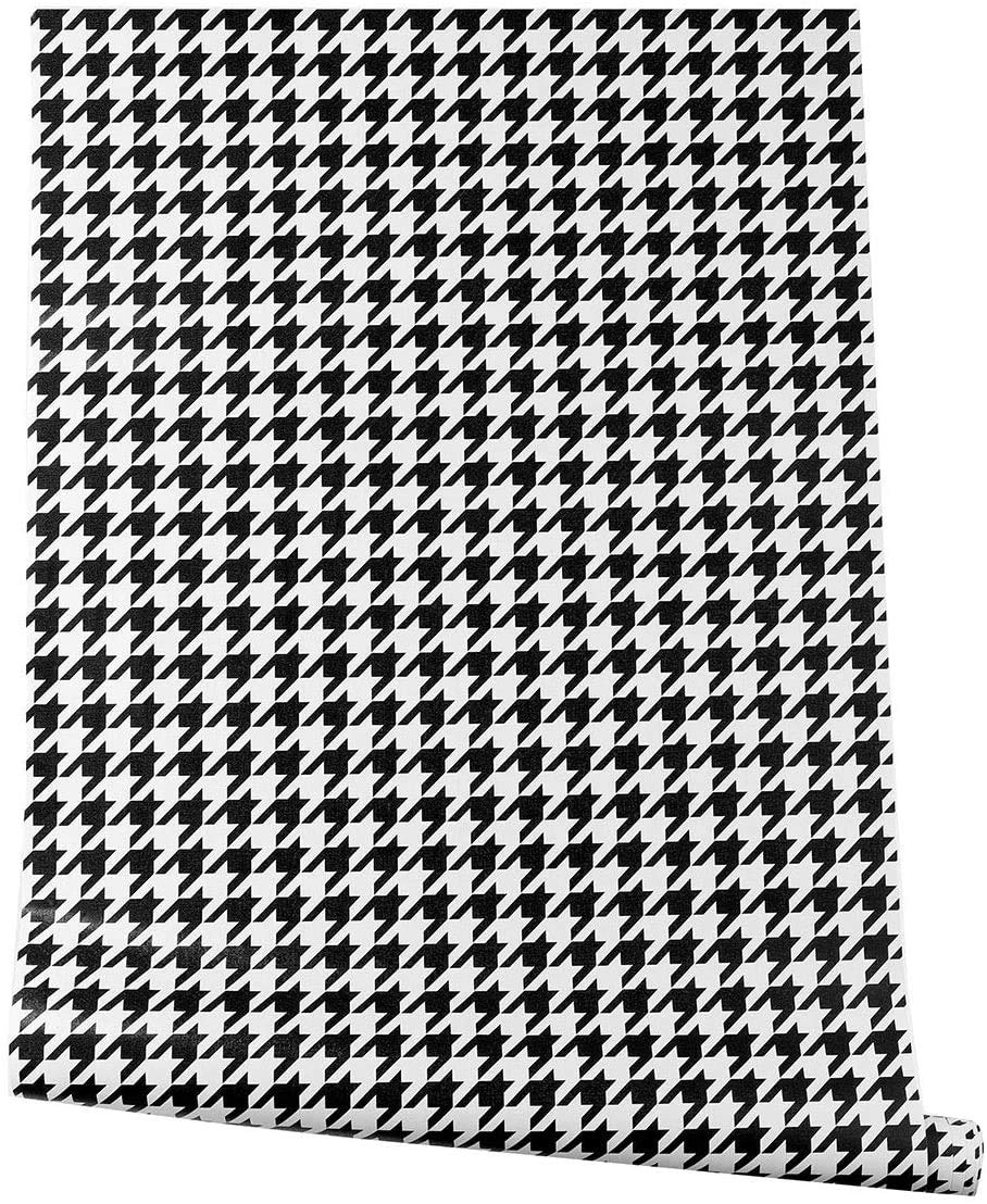 Self-Adhesive Vinyl Black White Plaid Shelf Liner Contact Paper for Cabinets Dresser Drawer Furniture Wall Arts and Crafts Decal 17.7X117 Inches