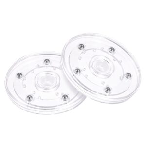 meccanixity 4inch rotating swivel stand with steel ball bearings lazy susan base turntable for kitchen corner cabinets, clear pack of 2