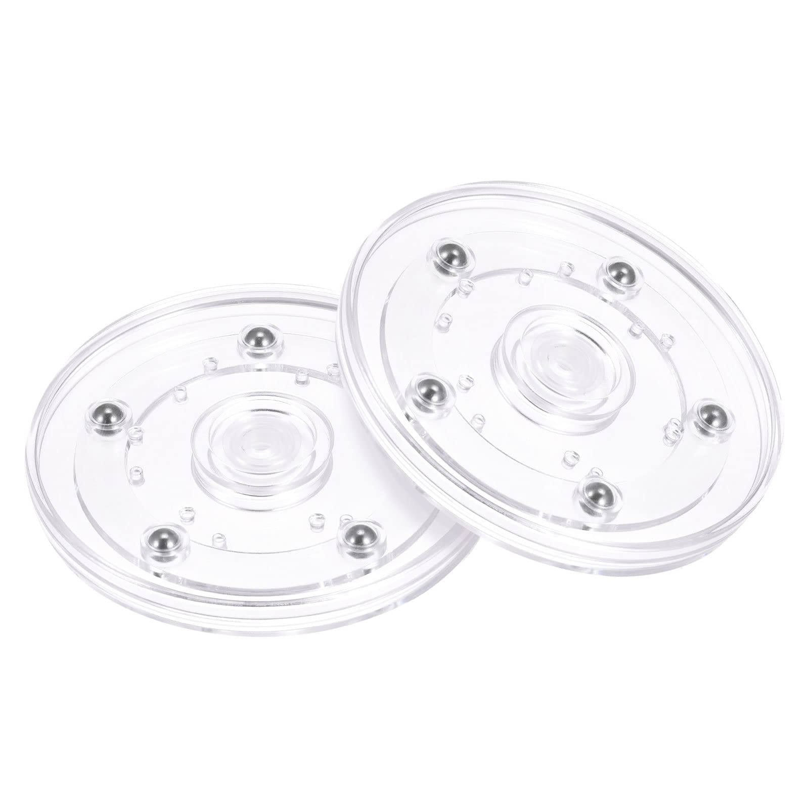 MECCANIXITY 4inch Rotating Swivel Stand with Steel Ball Bearings Lazy Susan Base Turntable for Kitchen Corner Cabinets, Clear Pack of 2