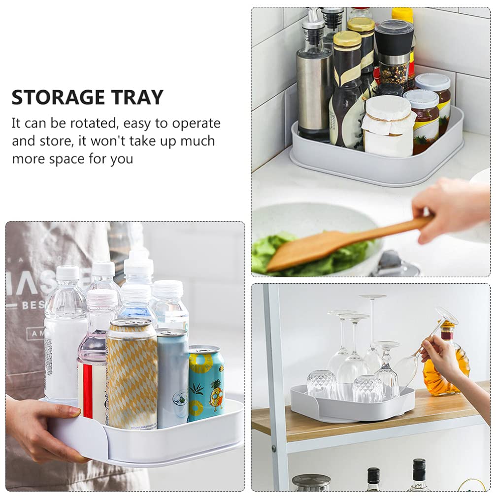 Hemoton 1pc Plastic Storage Dresser Seasoning Organizer for Cabinet Turntable Cake Stand Storage Rack Rotating Rack Spices Vanity Desk Rotating Spice Rack to Rotate White Food Single Layer