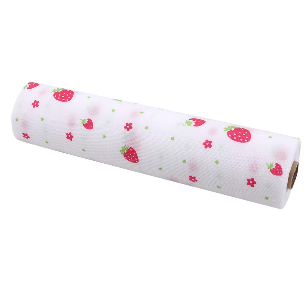 Sperrins 300 * 30CM Waterproof Polka Dots Strawberry Paper Roll Shelf Drawer Liner Table Paper Placemat Desk Mat for Kitchen Cabinets Drawer Dresser Pantry Closet