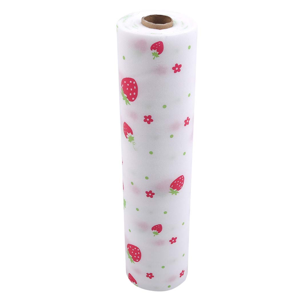 Sperrins 300 * 30CM Waterproof Polka Dots Strawberry Paper Roll Shelf Drawer Liner Table Paper Placemat Desk Mat for Kitchen Cabinets Drawer Dresser Pantry Closet