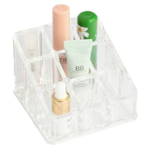 home basics multi-purpose plastic cosmetic makeup organizer storage, lipstick, nail polish, foundation, blush organizer, clear (small)