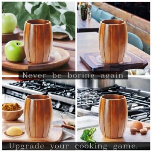 americancomfy Utensil Holder for Kitchen Counter Wooden Large Round Utensils Holder Barrel-Shape Multipurpose Utensil Storage Organizer Countertop Kitchen Utensil for christmas gift