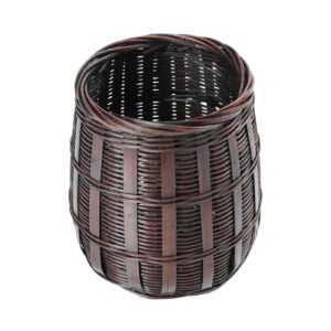 doitool wicker pen pot wicker pencil holder handwoven cutlery utensil rattan silverware holder makeup brush holder desktop organizer for home wicker pen holder