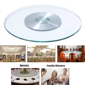 QQXX Round Tempered Glass Table Top,Thick Glass Lazy Susan Turntable,Round Tabletop Rotating Serving Tray for Dining Table Restaurant Rotatable Service Tray,A,70cm/28inch