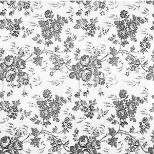 Steelpangal - (4) Black & White Flower French Toile Contact Shelf Drawer Cabinet Adhesive Liner Paper 3.5 ft by 18 in (ea. roll)