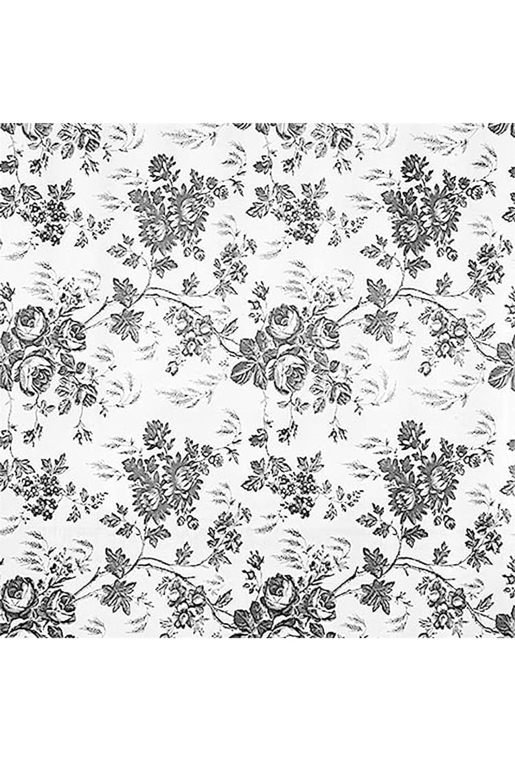 Steelpangal - (4) Black & White Flower French Toile Contact Shelf Drawer Cabinet Adhesive Liner Paper 3.5 ft by 18 in (ea. roll)