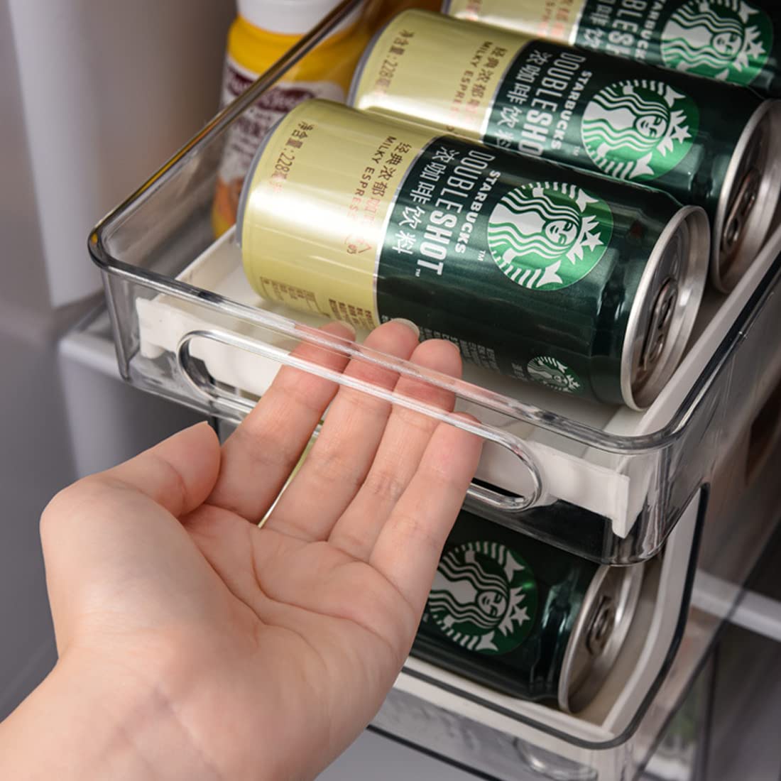 DinQ Soda Cans can Be Stacked with Storage Racks and Automatically Roll Off The Beverage Racks, It is Suitable for Refrigerators, Freezers, Kitchens, Countertops and Cabinets (Gray)