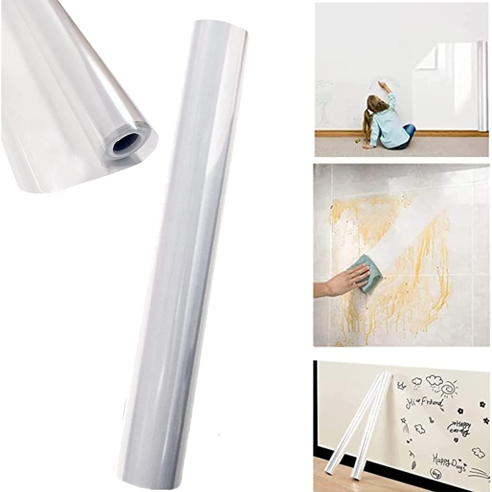 Electrostatic Absorption Wall Protective Film, Self-Adhesive Removable Wall Electro Static Protective Film, Electrostatic Protective Film Oil Proof Waterproof Sticker Easy to Clean (A-6.6 ft)