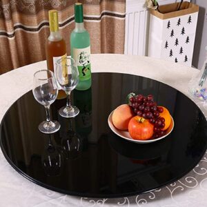 wyfff 80 cm (30 inch) large lazy susan for table top, round home hotel table, black tempered glass turntable base, 360° rotating for kitchen dining table tabletop