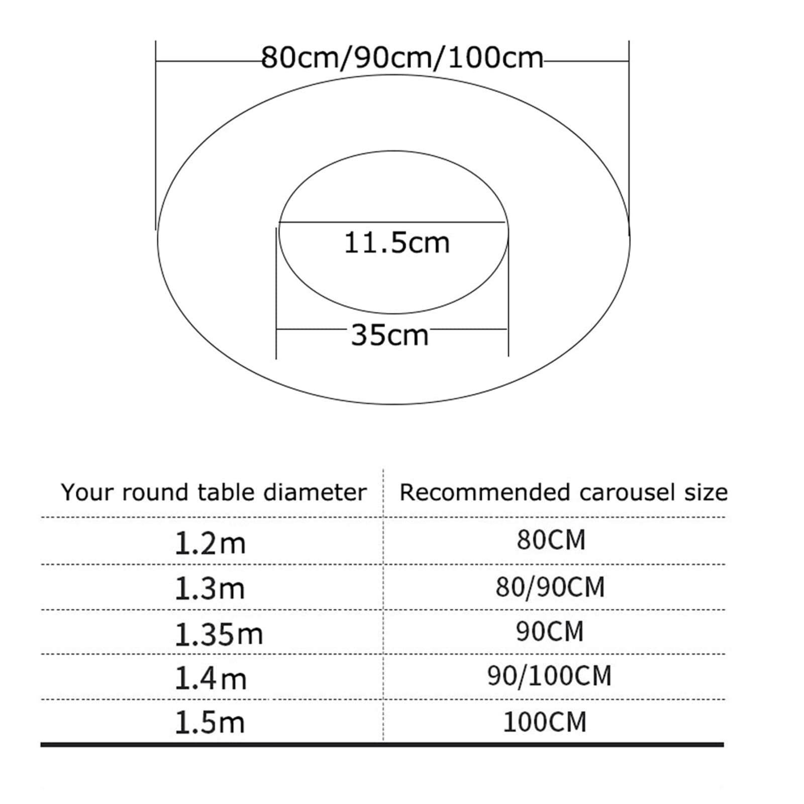 WYFFF 80 cm (30 Inch) Large Lazy Susan for Table Top, Round Home Hotel Table, Black Tempered Glass Turntable Base, 360° Rotating for Kitchen Dining Table Tabletop