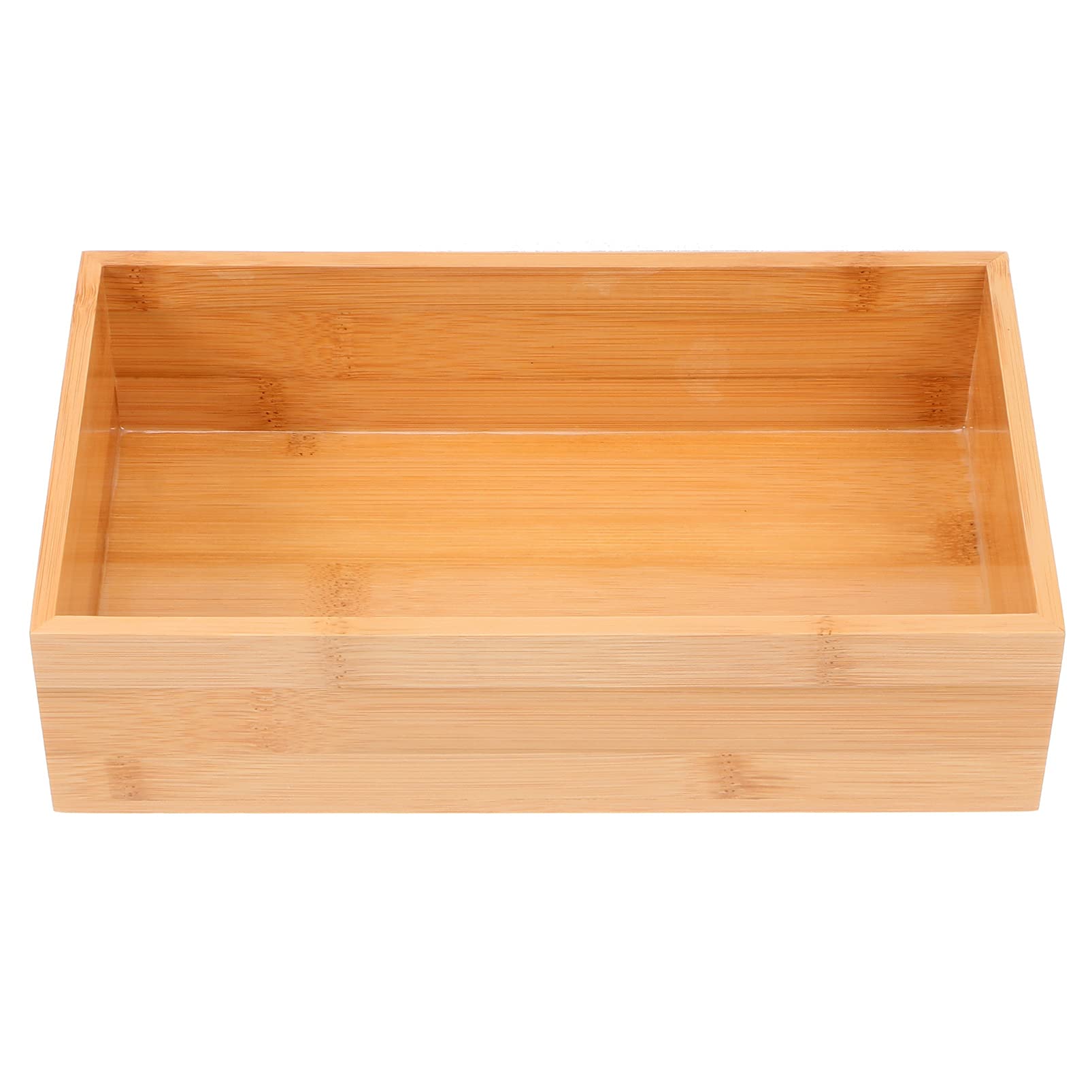 Cabilock Bamboo Storage Box Wood Crates for Storage Bamboo Flatware Wooden Chest Desk Drawer Bamboo Cutlery Organizer Cosmetic Storage Bin Bamboo Vanity Tray Hinged Cover Customized Office