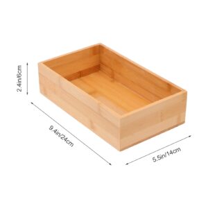 Cabilock Bamboo Storage Box Wood Crates for Storage Bamboo Flatware Wooden Chest Desk Drawer Bamboo Cutlery Organizer Cosmetic Storage Bin Bamboo Vanity Tray Hinged Cover Customized Office