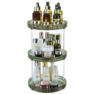 lazy susan makeup organizer for bathroom countertop (3 tie green)