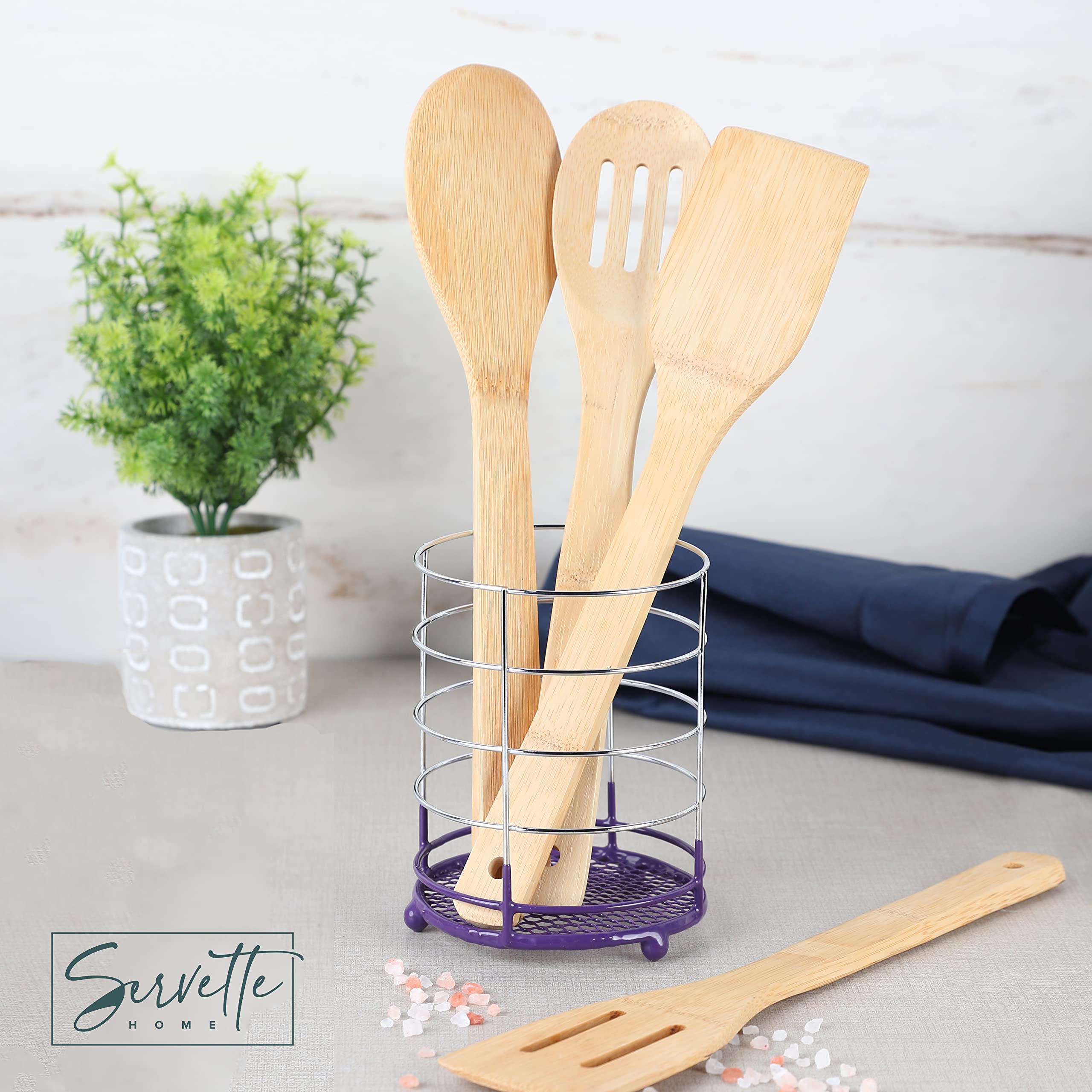 Servette Home Nonslip Wire Cutlery Holder - Purple