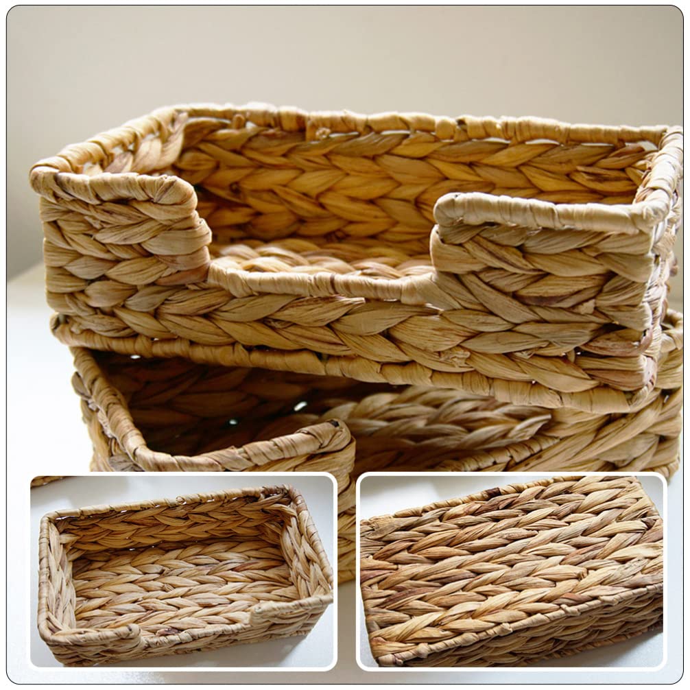 Tofficu Woven Baskets for Storage Woven Shelf Baskets Wicker Basket Wicker Storage Baskets Napkin Holder for Table Handwoven Basket Small Basket Straw Multipurpose Basket