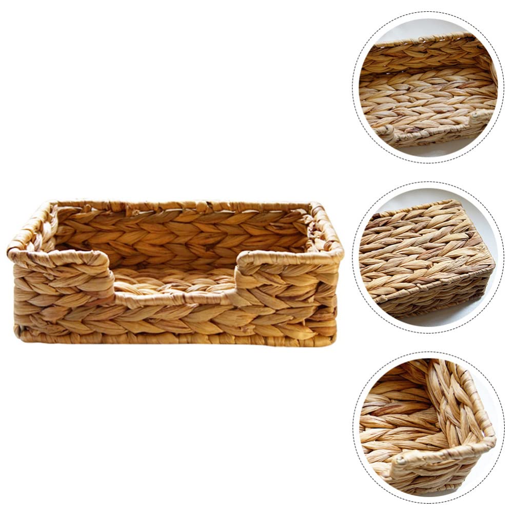 Tofficu Woven Baskets for Storage Woven Shelf Baskets Wicker Basket Wicker Storage Baskets Napkin Holder for Table Handwoven Basket Small Basket Straw Multipurpose Basket