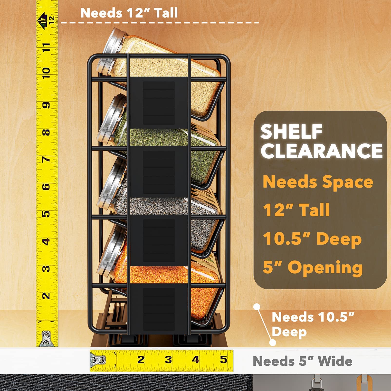 SpaceAid Pull Out Spice Rack Organizer for Cabinet, 2 Drawers 2-Tier, Pull Out Spice Rack Organizer with 20 Jars