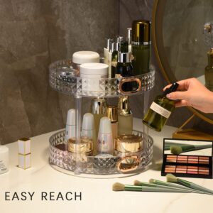 ROWNYEON Rotating Makeup Organizer 3 Tier Skincare Organizers Bathroom Organizer Perfume Organizer Spinning Cosmetics Organizer for Vanity，Cabinets, Pantry, Fridge, Countertops，Kitchen