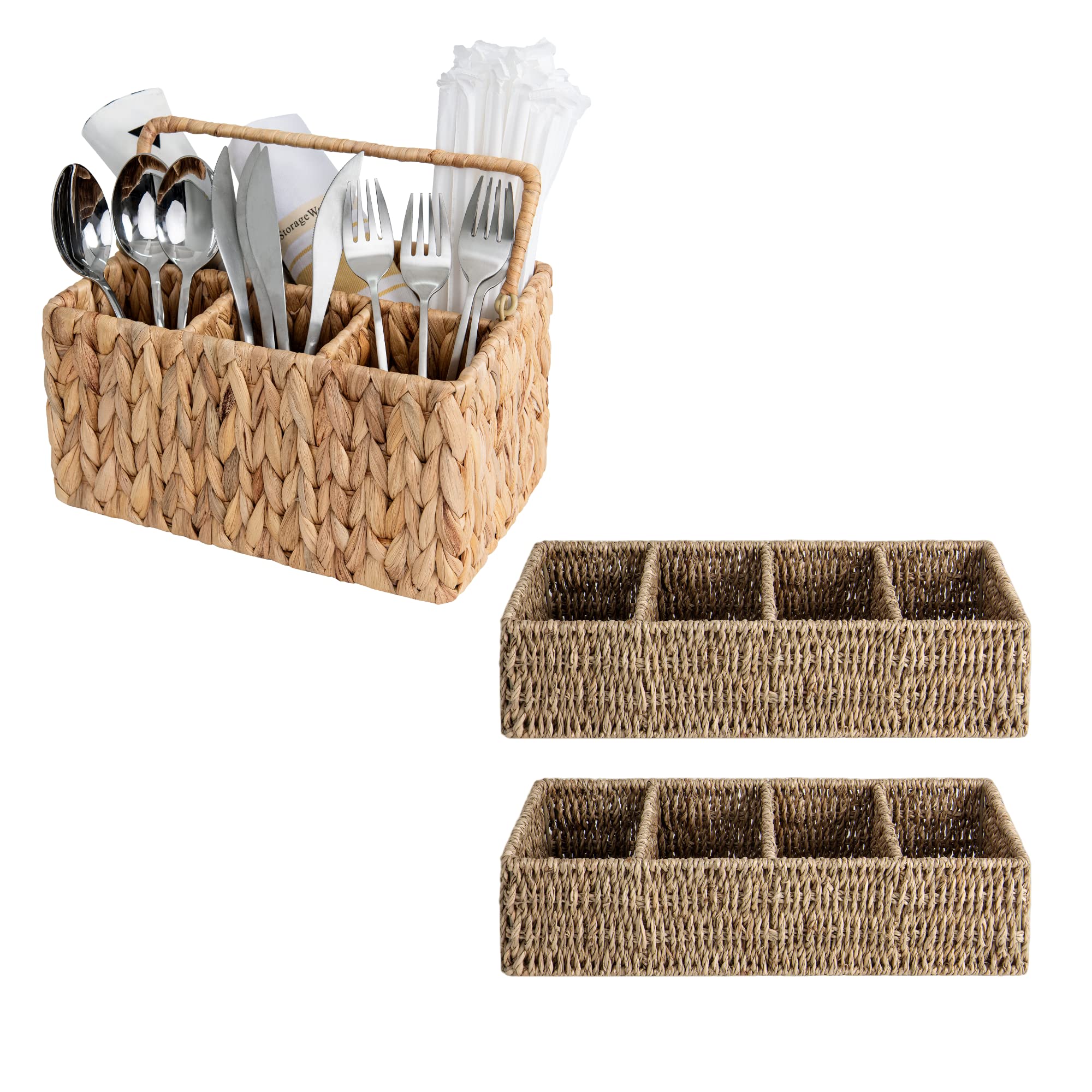 StorageWorks Small Wicker Baskets Wicker Flatware Organizer