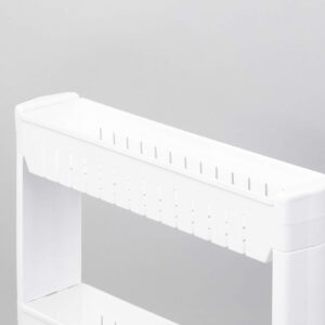 Basicwise Plastic Storage Cabinet Organizer 3 Shelf Cart, White