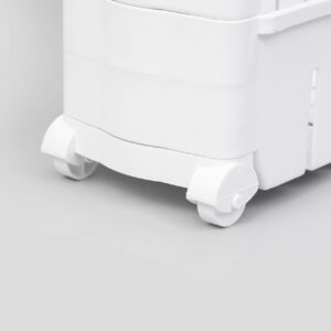 Basicwise Plastic Storage Cabinet Organizer 3 Shelf Cart, White