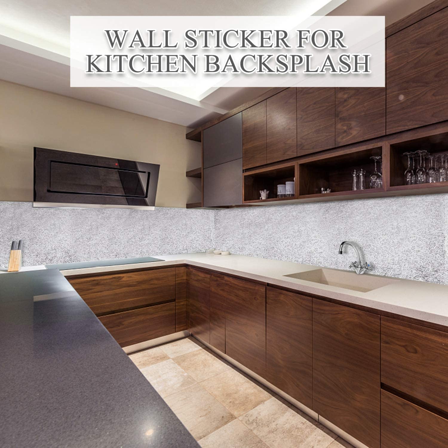 15.94x393.7 inches Kitchen Backsplash Wallpaper, Aluminum Foil Self Adhesive Oil-Proof Wall Sticker Peel and Stick Heat Resistant Contact Paper for Shelf Liner, Drawer Liner, Cabinet Liner