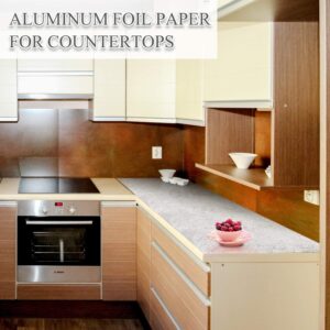 15.94x393.7 inches Kitchen Backsplash Wallpaper, Aluminum Foil Self Adhesive Oil-Proof Wall Sticker Peel and Stick Heat Resistant Contact Paper for Shelf Liner, Drawer Liner, Cabinet Liner