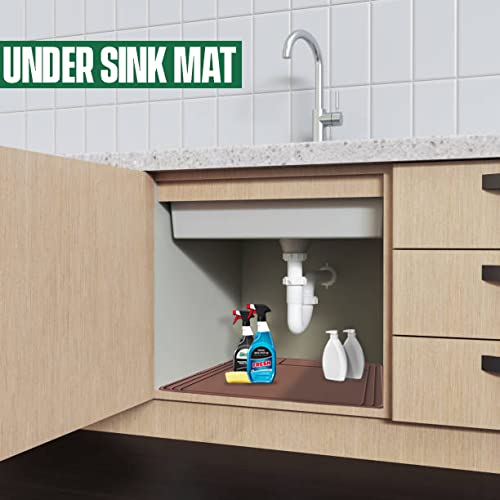 Croc Liner Under Sink Mat Waterproof Cabinet Liner for Kitchen and Bathroom Cabinets, Utility Mat (Fuzzy Fuzzy Brown)