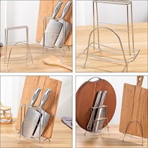 Housoutil Stainless Steel Kitchenware Storage Organizer Racks Multi Layer Function Cutting Board Holder Pot Lid Chopping Board Rack Stand Silver