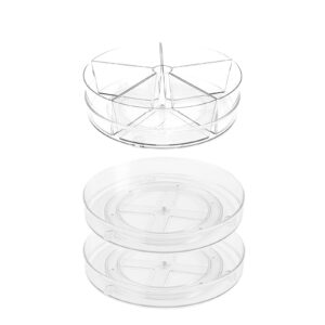 Roninkier Clear Lazy-Susan Turntable Organizer - Rotating Storage Turntable for Kitchen, Pantry, Cabinet, Refrigerator, 11-Inch Lazy Susan with 5 Removable Bins and 2-Pack 11-Inch Lazy Susan