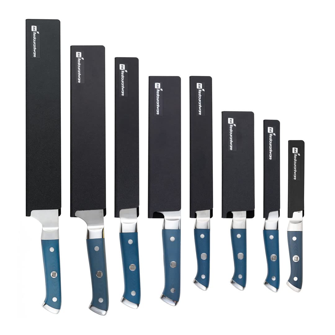 Restaurantware Sensei Knife Sleeves, Set of 8 Knife Protectors - For Kitchen Knives, Felt Lining, Black Plastic Knife Blade Guards, Durable, Cut-Proof