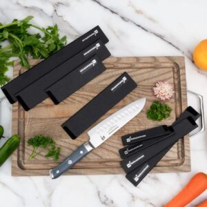 Restaurantware Sensei Knife Sleeves, Set of 8 Knife Protectors - For Kitchen Knives, Felt Lining, Black Plastic Knife Blade Guards, Durable, Cut-Proof