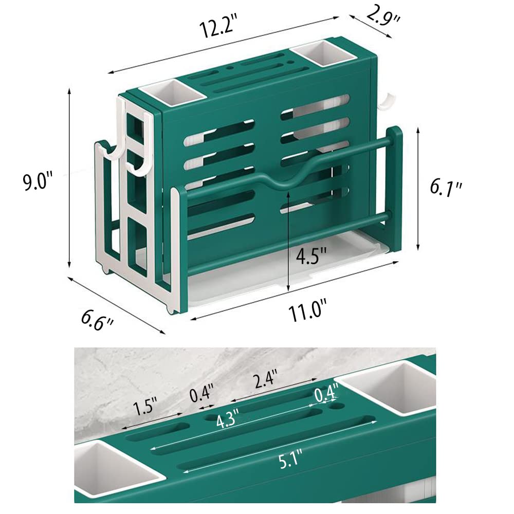 Multifunctional Kitchen Organizer Rack Cutting Board Holder Knife Holder Pot Lid Holder,Countertop Kitchenware Rack Kitchen Storage Accessories ,for Cabinet and Countertop with Draining Tray