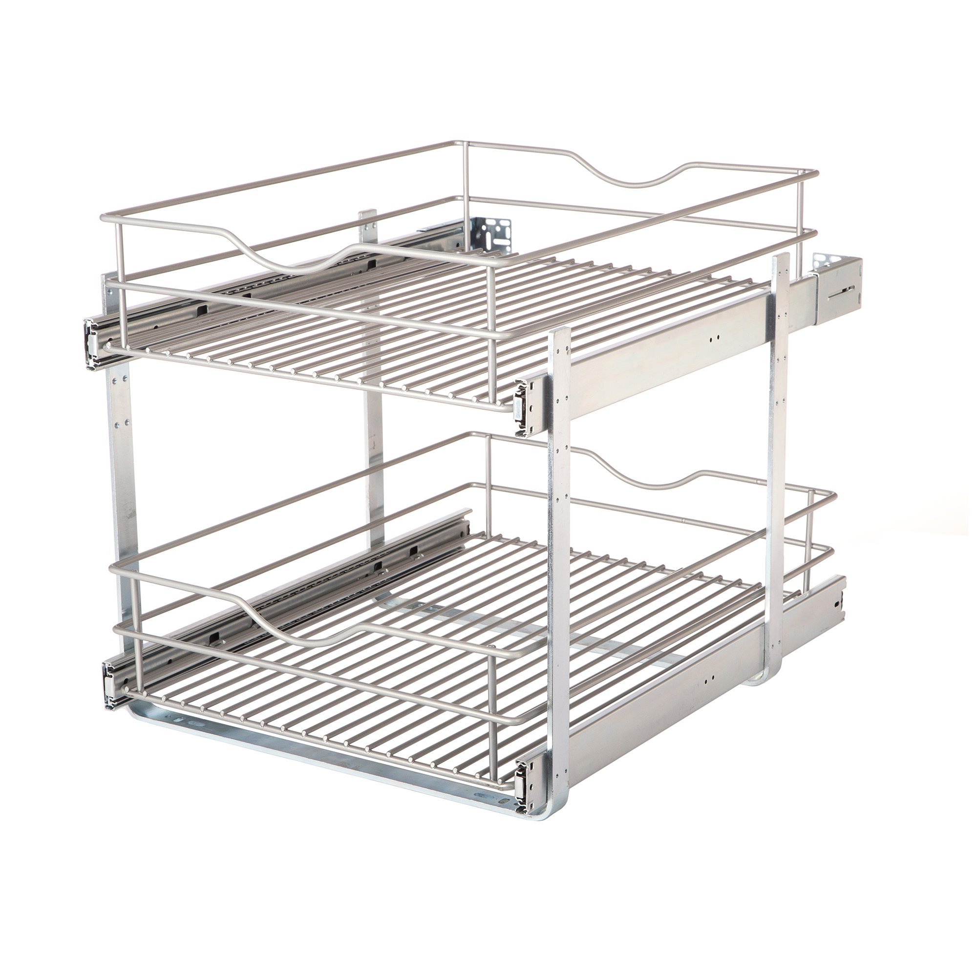 Knape & Vogt DBLMUB-17-R-FN Double-Tier Multi Pullout 17 in. Wire Basket, Frosted Nickel