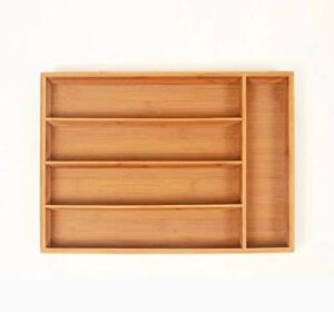 danfoxer bamboo silverware drawer organizer, kitchen drawer organizer utensil organizer for home drawers (natural)